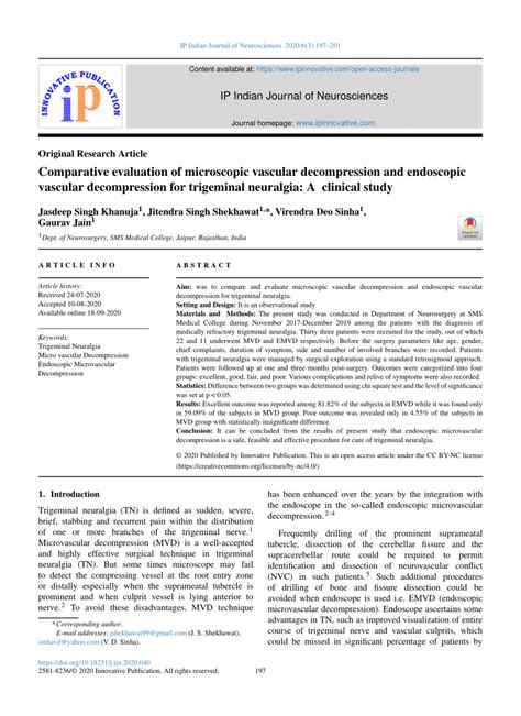 Pdf Comparative Evaluation Of Microscopic Vascular Decompression And