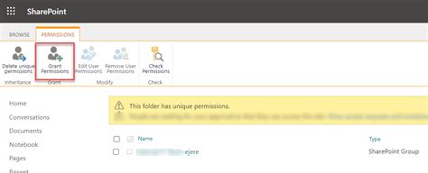 how to set specific user permissions on folder level in a sharepoint