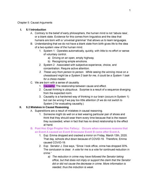 Phi 101 Chapter 5 Casual Arguments 1 Chapter 5 Causal Arguments I 5 Introduction A Contrary