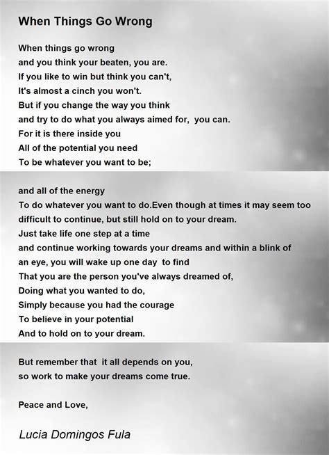 When Things Go Wrong Poem By Lucia Domingos Fula Poem Hunter