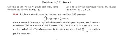 Ruik Ode 45 Vir Die Volgende Probleem Maar Use Ode45