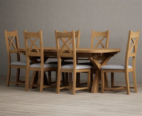 Extending Olympia 180cm Solid Oak Dining Table With 10 Light Grey