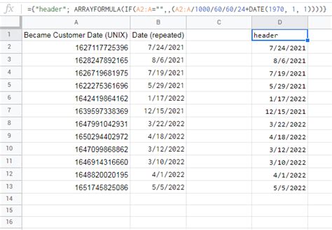 Arrays Converting Unix Into Date For Every Row In Column Stack Overflow