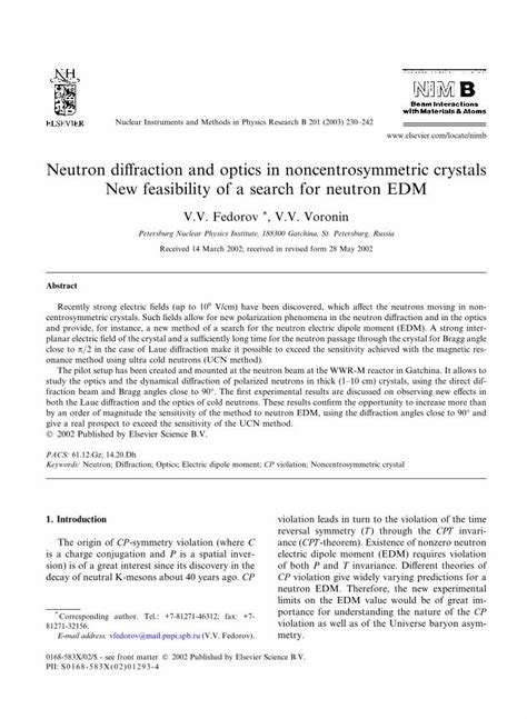 Pdf Neutron Diffraction And Optics In Noncentrosymmetric Crystals New Feasibility Of A Search