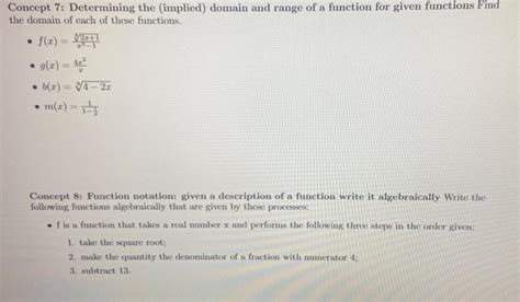 Solved Concept Determining The Implied Domain And Range Chegg Com