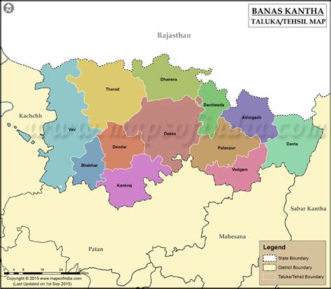 Banaskantha Tehsil Map Banaskantha Taluka