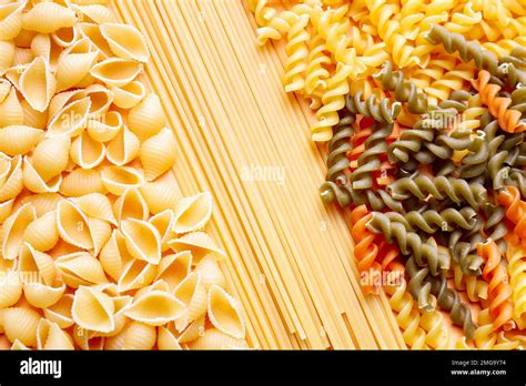Different Types Of Raw Pasta Closeup Stock Photo Alamy