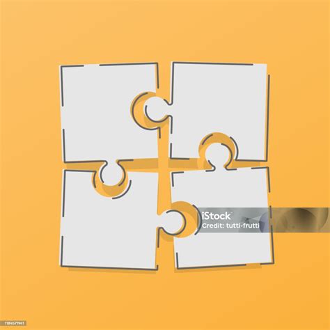 퍼즐 인포 그래픽 개념 비즈니스 프로젝트를 위한 템플릿입니다 서로 연결된 네 개의 퍼즐 조각다이어그램 개념에 대한 스톡 벡터
