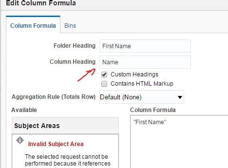 OTBI Set The Column Heading Label For Multiple Columns Cloud Customer Connect