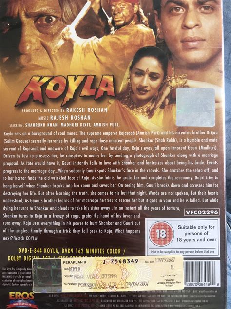 Koyla Dvd Classic Shah Rukh Khan Hobbies And Toys Music And Media Cds