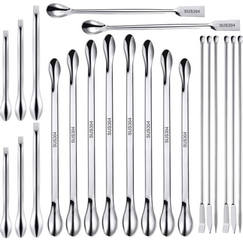22 Pieces Stainless Steel Lab Spatula Micro Scoop Set Laboratory