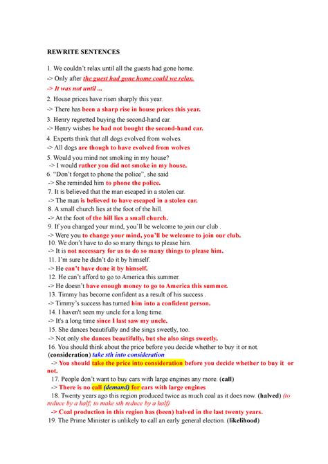 Rewrite Sentences REWRITE SENTENCES We Couldnt Relax Until All The