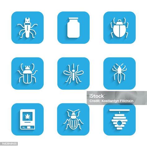 모기 풍뎅이 딱정벌레 꿀벌 벌집 거미 곤충에 관한 책 악취 벌레 진드기 및 흰개미 아이콘을 설정하십시오 벡터 거미류에 대한 스톡 벡터 아트 및 기타 이미지 Istock