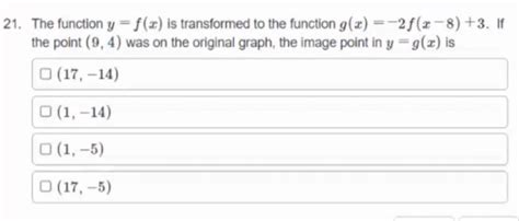 Solved 1 The Function Y F X Is Transformed To The Function