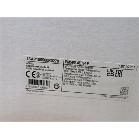 Abb 1sap155500r0279 Processor Module Pm595 4eth F Factory Sealed Mara Industrial