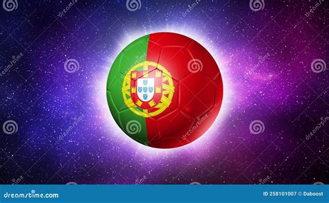 Soccer Football Ball With Portugal Flag Space Background Illustration