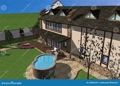 House In Classical Style Stock Illustration Illustration Of
