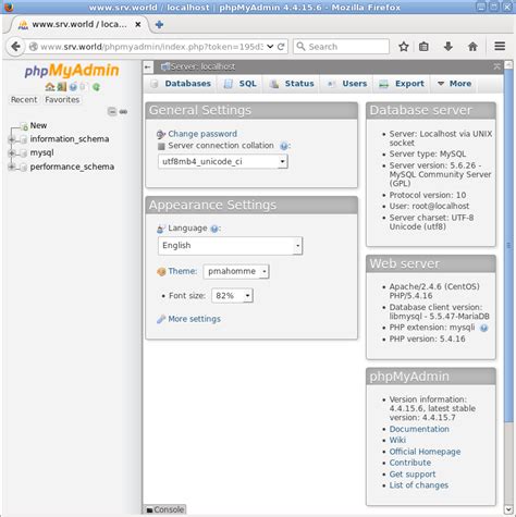 centos 7 mysql 5 6 install phpmyadmin server world