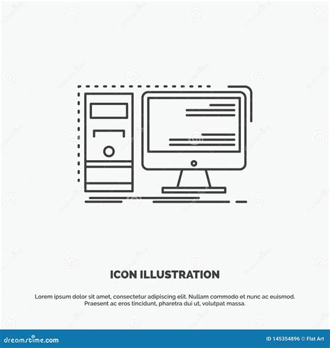 Computer Desktop Hardware Workstation System Icon Line Vector Gray Symbol For Ui And Ux
