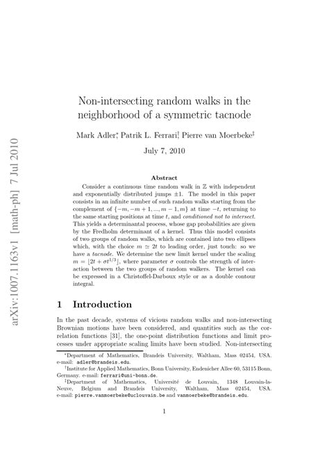 Pdf Nonintersecting Random Walks In The Neighborhood Of A Symmetric Tacnode