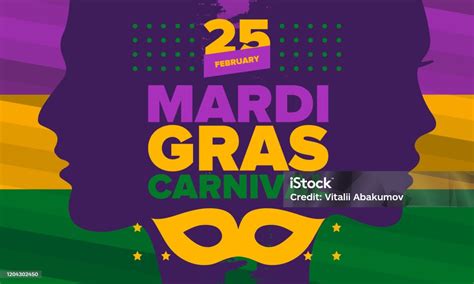 뉴올리언스의 마디 그라 카니발 뚱뚱한 화요일 전통적인 휴일 축 하 연례 민속 축제 의상 가면 재미있는 파티 카니발 마스크 포스터 카드 배너 및 배경 벡터 일러스트레이션