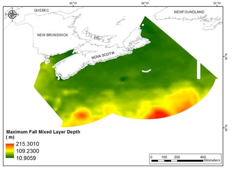 Interpolated Prediction Surface Of Maximum Fall Mixed Layer Depth M