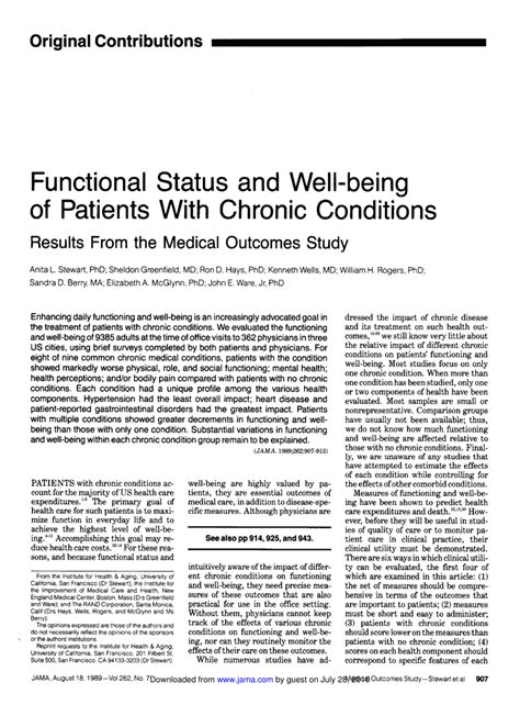 Pdf Functional Status And Well Being Of Patients With Chronic