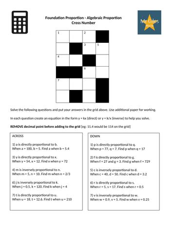 Foundation Proportion Algebraic Proportion Cross Number Teaching