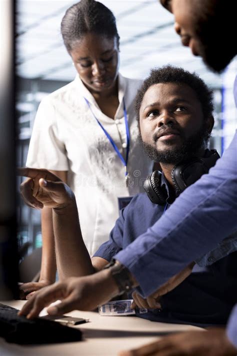 Data Center Coworkers Doing Brainstorming Using Programming Languages Stock Image Image Of