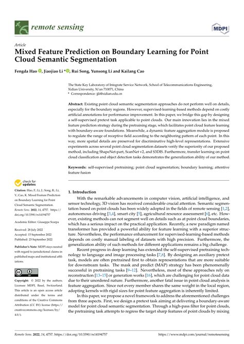 Pdf Mixed Feature Prediction On Boundary Learning For Point Cloud