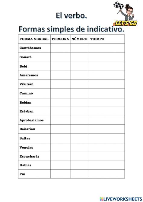 Ejercicio De Verbos Formas Simples De Indicativo Comprensión Lectora