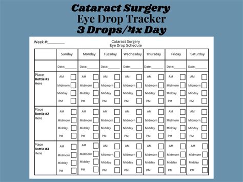 Cataract Eye Drop Schedule For Cataract Surgery Medication Tracker Eye