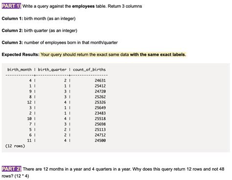 Solved Write A Query Against The Employees Table Return 3