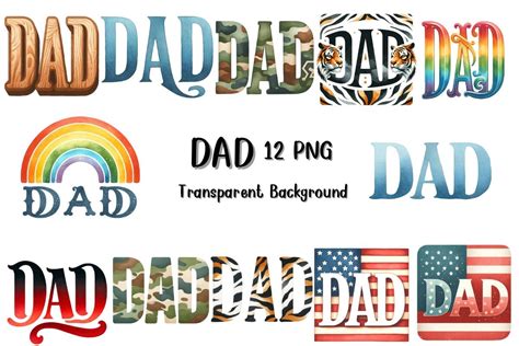 Fathers Day Clipart Bundle Font Dad Png Graphic By Mp Digital Art · Creative Fabrica
