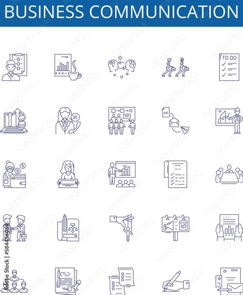 Business Communication Line Icons Signs Set Design Collection Of Networking Strategies