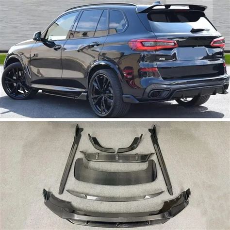 탄소 섬유 프론트 립 리어 디퓨저 바디 사이드 스커트 키트 스포일러 고품질 리핏 액세서리 Bmw X5 G05 X5m 2019