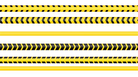 경찰 테이프 범죄 위험 라인 주의 경찰 라인 고립 경고 테이프 노란색 경고 리본 집합입니다 흰색 배경의 벡터 그림 Criminal Investigation에 대한 스톡 벡터