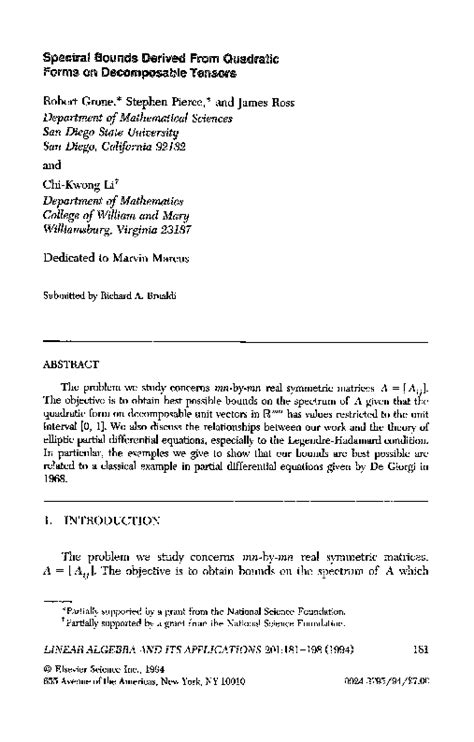 Pdf Spectral Bounds Derived From Quadratic Forms On Decomposable Tensors