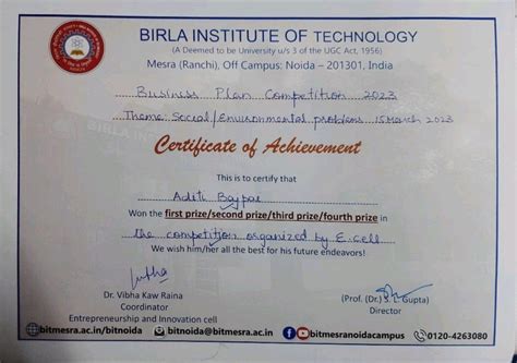 Aditi Bajpai On Linkedin Business Entrepreneurship 2ndposition Bitnoida