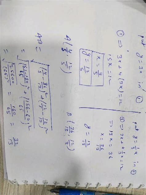 x 6 length of segment off from the line 3x 4y 12 between the lines x