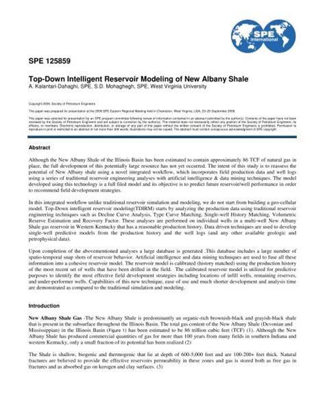 Top Down Intelligent Reservoir Modeling Of New Albany Shale A