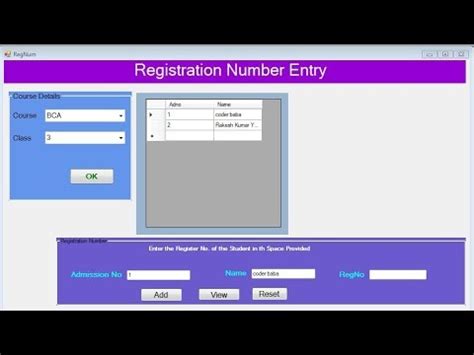 Create Babe Registration Number Entry Form In VB NET With Source Code Part 34 CODER BABA