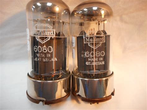 6080 Mullard Valves Tubes X 2 Close Electrically Matched Pair Nos P9