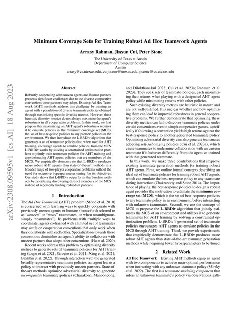 pdf minimum coverage sets for training robust ad hoc teamwork agents