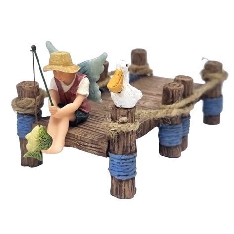 Miniature Jetty With Pelican From The Mystical Mermaid Fairy Garden Collection Earth Fairy