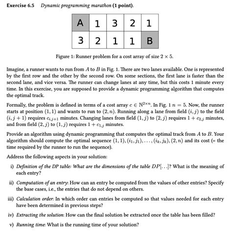 Exercise 65 Dynamic Programming Marathon 1 Point