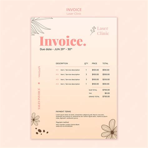 Free Psd Professional Laser Clinic Invoice Template