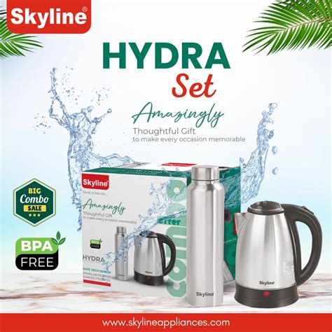 Skyline Hydra Set Stainless Steel Water Bottle And Electric Kettle Duo