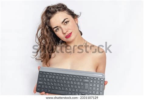 Mysterious Naked Woman Keyboard Head Tilted库存照片 Shutterstock