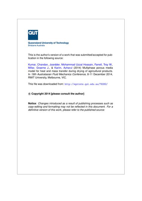 Pdf Multiphase Porous Media Model For Heat And Mass Transfer During